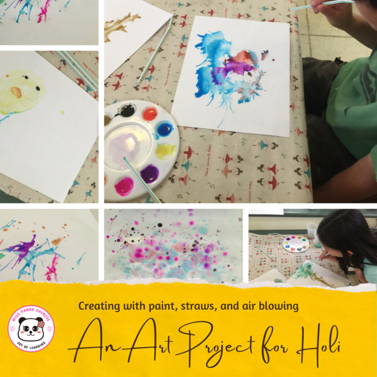 Celebrating Holi with Color Party, Straw painting and Mandarin